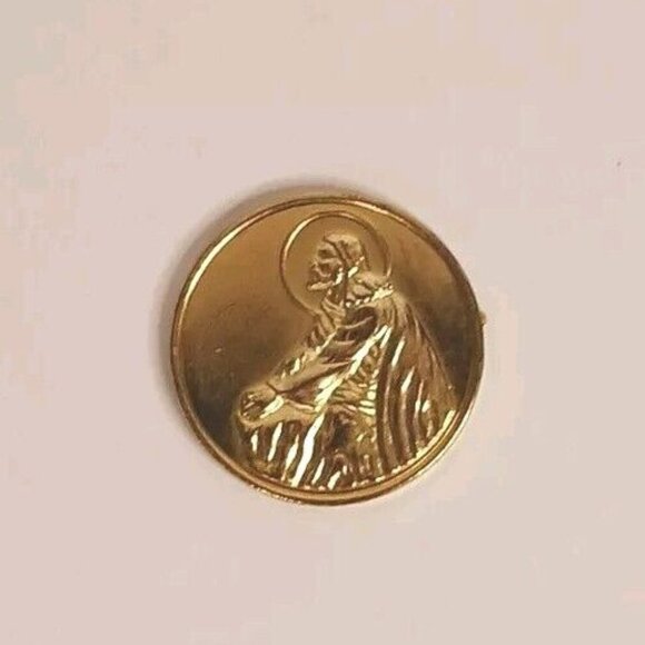 Office | Jesus Praying And Cross Token Religious Vintage Gold Tone ...